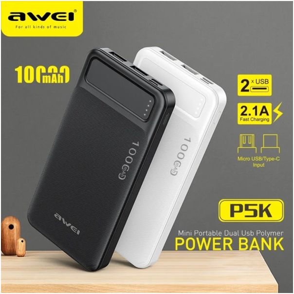 AWEI Powerbank P5K 10.000 mAh Li-Polymer