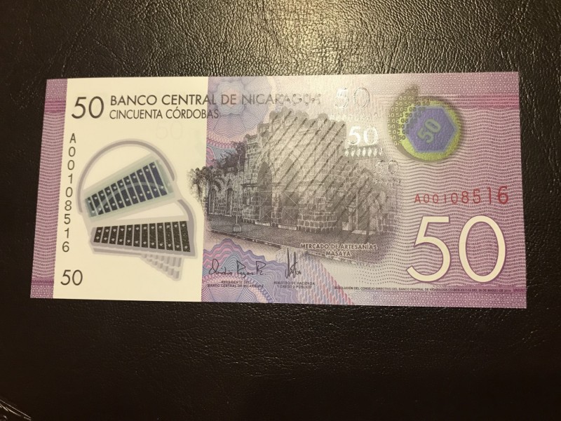 NIKARAGVA 50 CORDOBAS. UNC.POLYMER.