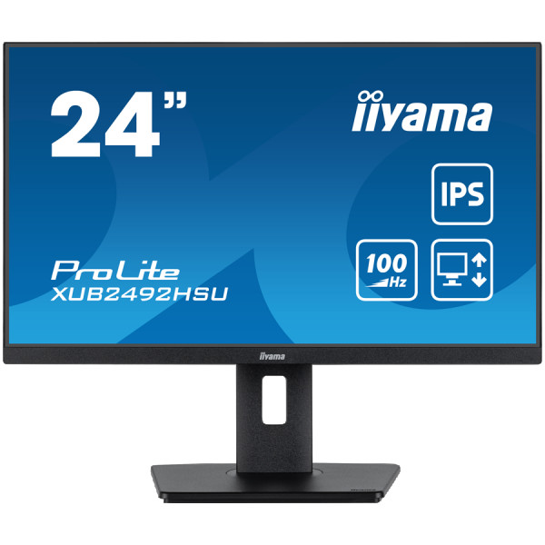 IIYAMA Monitor LED XUB2492HSU-B6 24'' IPS 1920 x 1080 @100Hz 250 cdm˛ 1300:1 0.4ms HDMI DP USBx4 height, swivel, tilt, pivot (rotation both