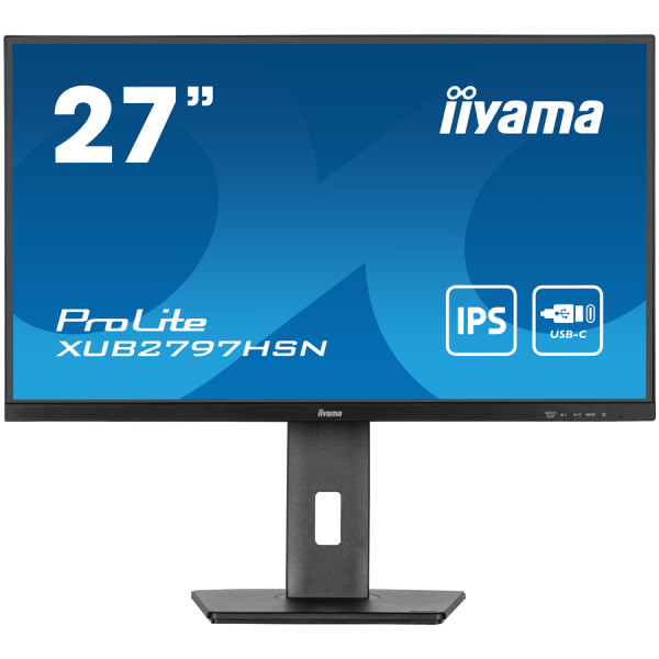 IIYAMA Monitor LED XUB2797HSN-B1 27'' IPS 1920 x 1080 @100Hz 16:9 250 cdm˛ 1ms HDMI DP DP out USB Hub 1 x USB Type C 65W RJ45 LAN height,