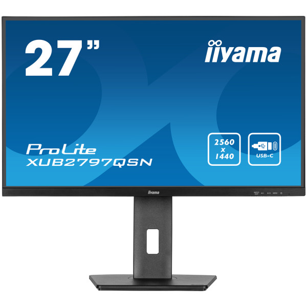 IIYAMA Monitor LED XUB2797QSN-B1 27'' IPS 2560 x 1440 @100Hz 250 cdm˛ 1300:1 1ms HDMI DP 4xUSB Hub, USB-C 65W RJ45 height, swivel, tilt, piv