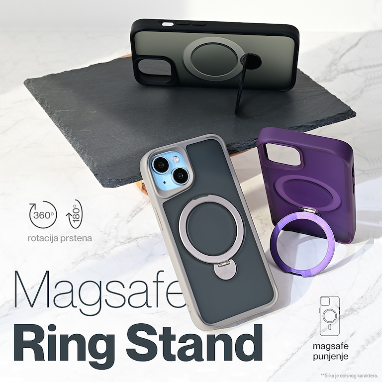 Zastitna maska (futrola) Magsafe Ring Stand - iPhone 15 Pro Max 6.7 siva
