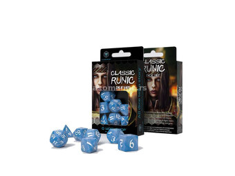 Kockice Q Workshop - Classic Runic Glacier &amp; White - Dice Set (7)