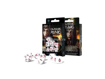 Kockice Q Workshop - Classic Runic White &amp; Red - Dice Set (7)