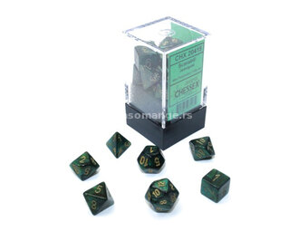 Kockice Chessex - Scarab - Mini Polyhedral - Jade &amp; Gold (7)