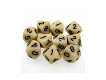 Kockice Chessex - Opaque - Ivory &amp; Black - (10)