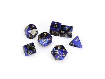 Kockice Chessex - Polyhedral - Gemini - Black-blue &amp; Gold (7)