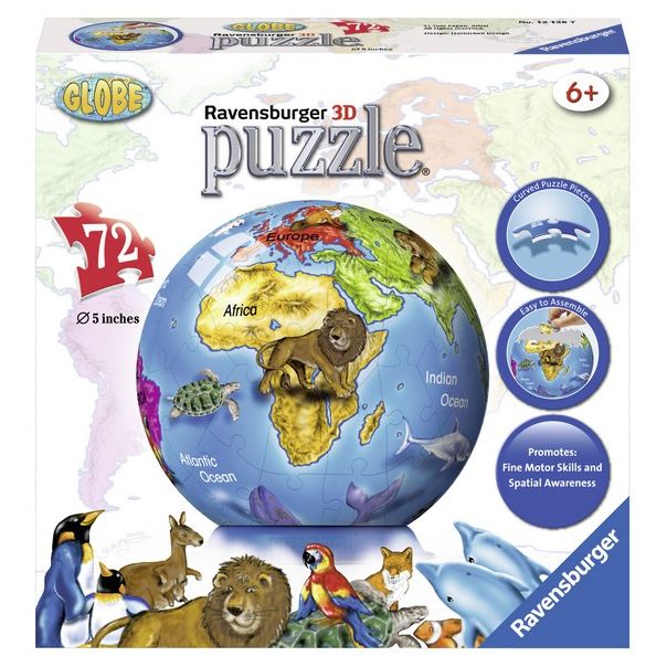 Ravensburger 3D puzzle - Globus sa životinjama - 72 dela