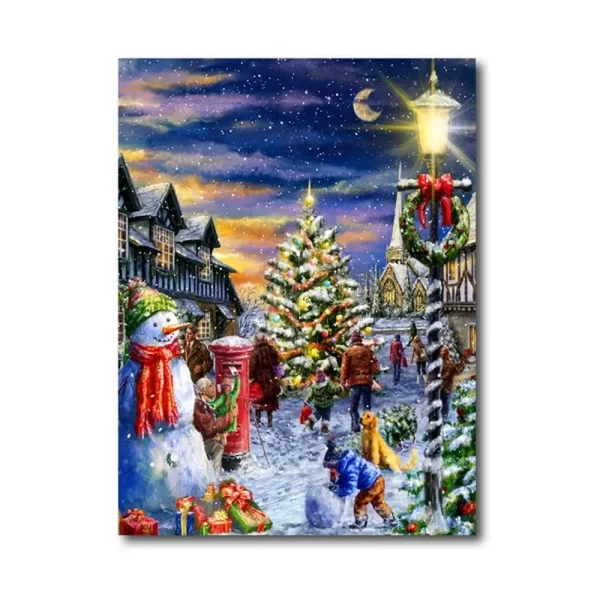 Panel, blind ram, Christmas village, LED, 30x40cm