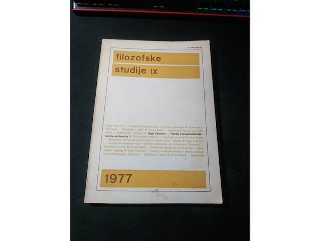 Filozofske studije IX - Zbornik radova