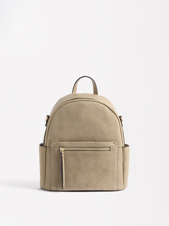 BACKPACK WITH LEATHER ENDINGS MULTIFUNCTION STRAPS