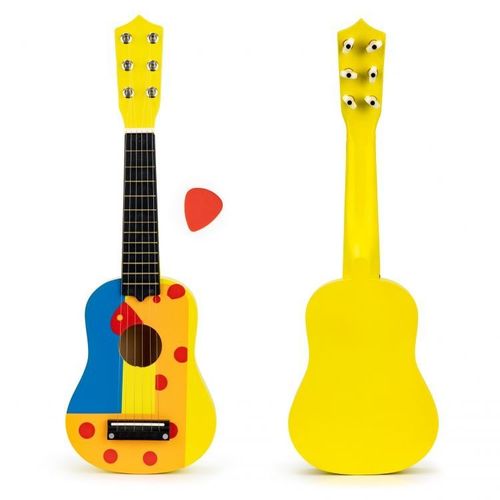 Eco Toys Drvena Gitara za Decu sa Metalnim Žicama – Cube Yellow