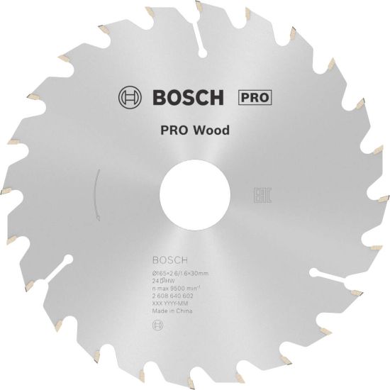 Bosch PRO Wood list kružne testere 165x2.6x30 mm 24z ATB max 9.500 o/min (2608640602)