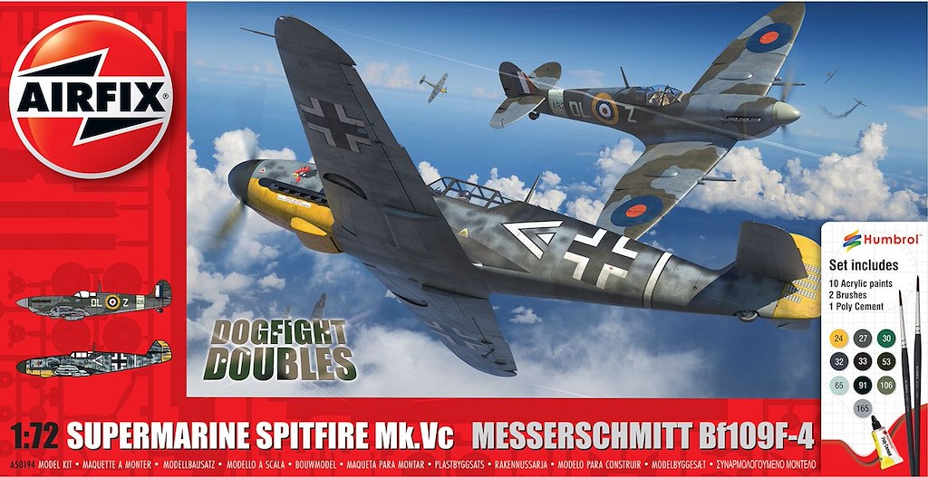 AIRFIX 1/72 Supermarine Spitfire Mk.Vc vs Messerschmitt Bf109F-4 – Dogfight Doubles (Gift Set)