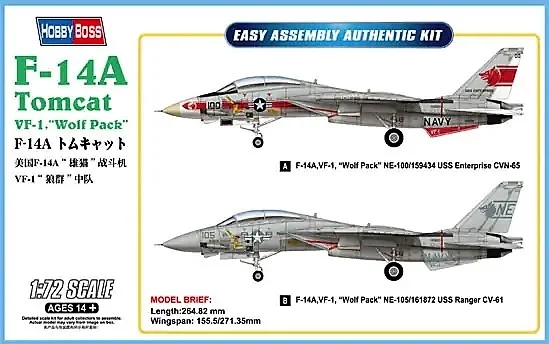 HOBBY BOSS 1/72 F-14A Tomcat VF-1 Wolf Pack