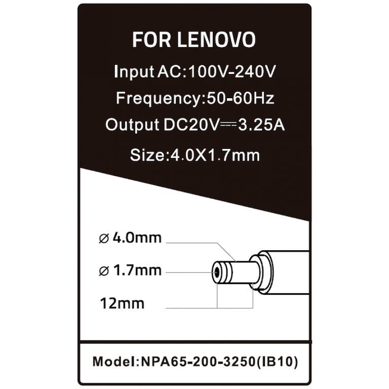 NPA65-200-3250 (IB10) ** Gembird punjac za laptop 65W-20V-3.25A, 4.0x1.7mm Yellow (715 Alt=IB09)