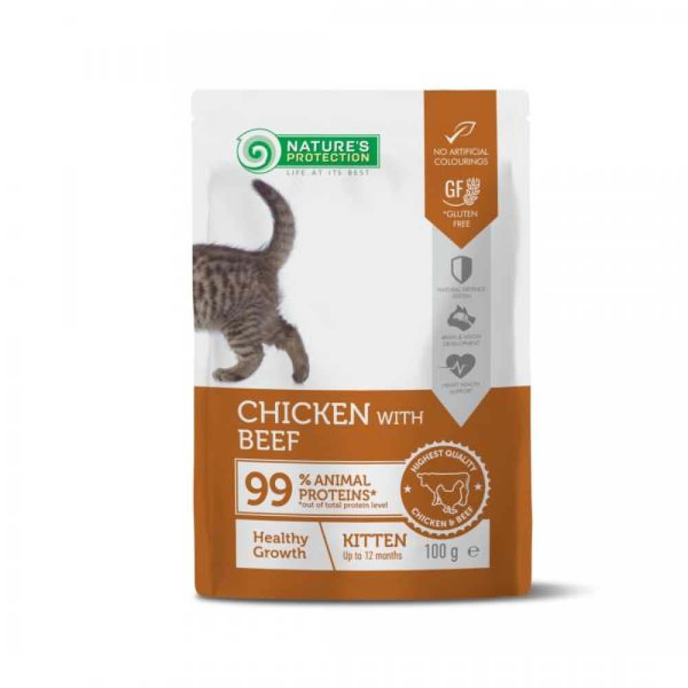 Nature's Protection kesica za mačke Kitten - Chicken&Beef 100g