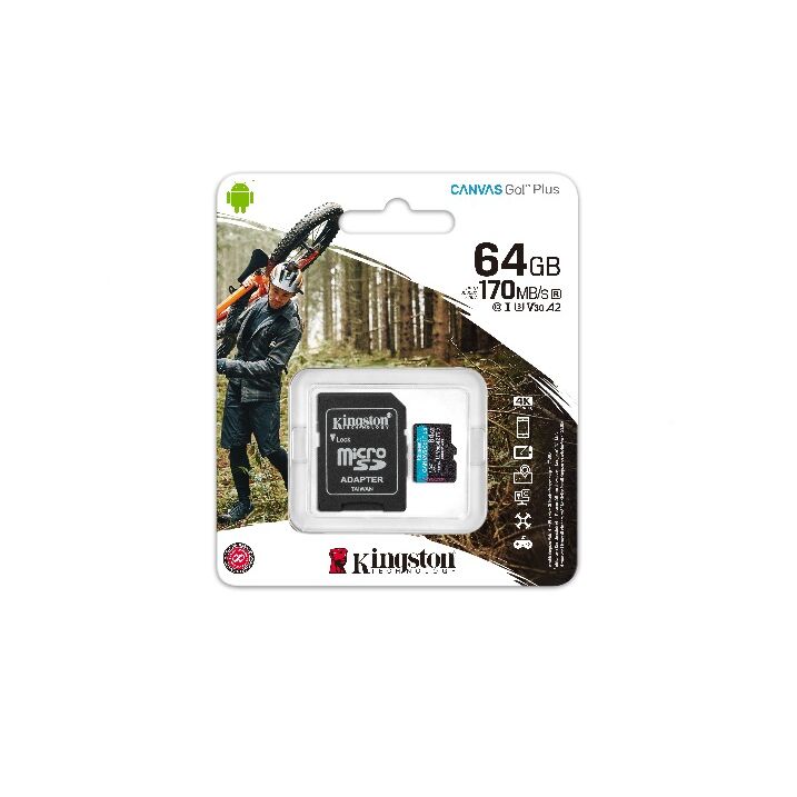 Memorije kartice KINGSTON SDCG3/64GB/microSDXC/64GB/Class10 U3/170MB/s-90MB/s+adapter