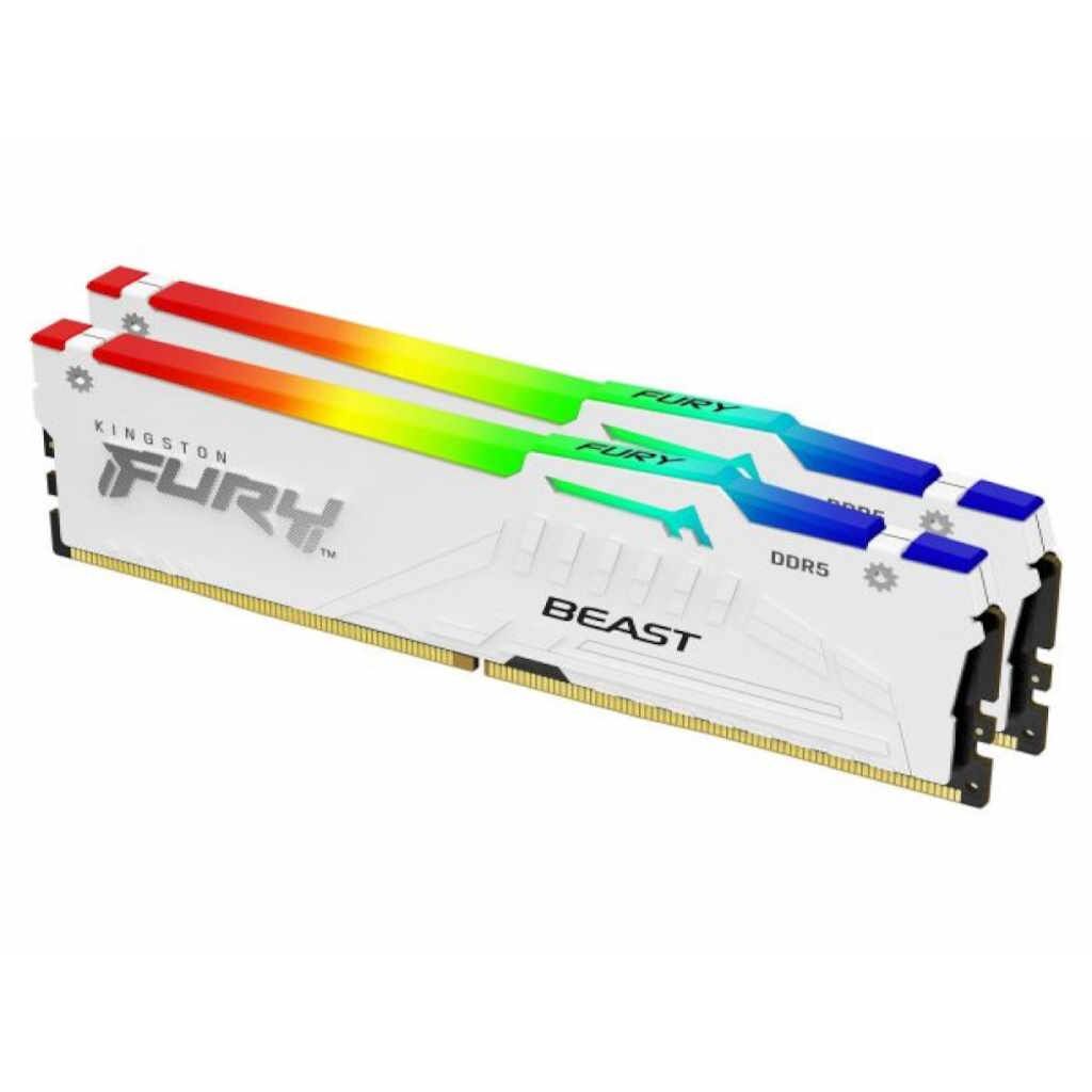 Memorija KINGSTON 64GB(2x32GB)/DIMM/DDR5/5200MHz/CL40/FURY Beast White RGB XMP