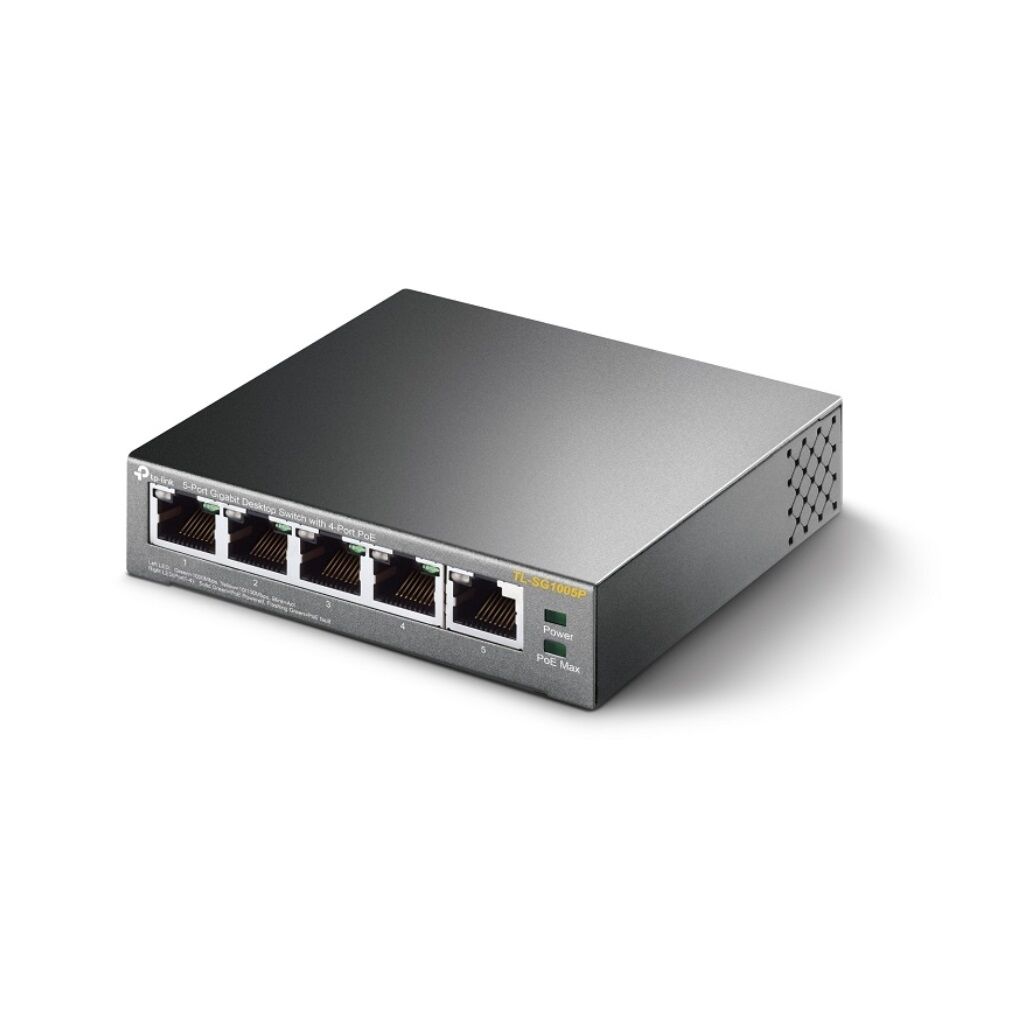 Switch TP-LINK TL-SG1005P Gigabit/5x RJ45/10/100/1000Mbps/4x PoE+/56W PoE/metalno kuciste