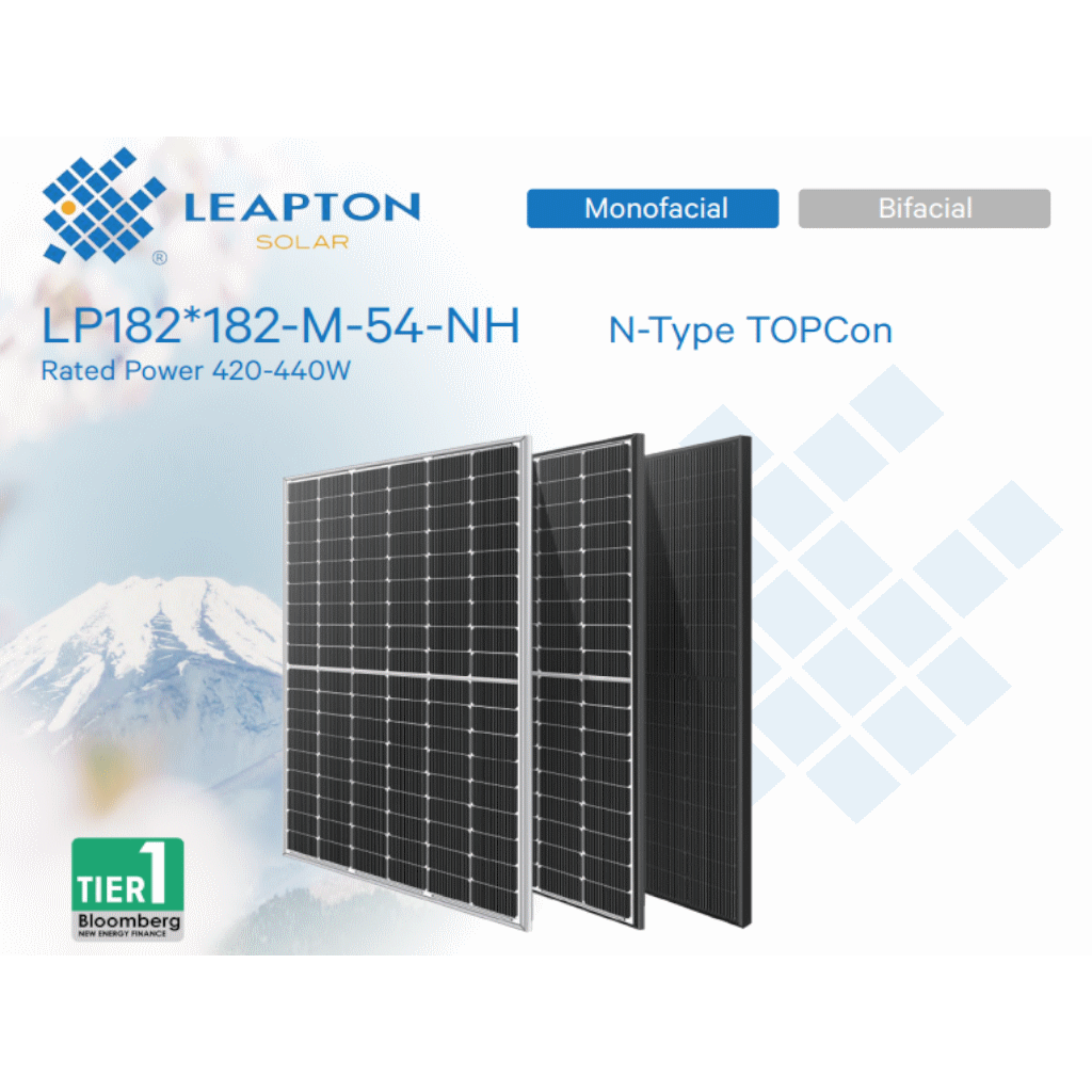 PV modul LEAPTON,440W,MF,N Tip,1100mm, silver frame