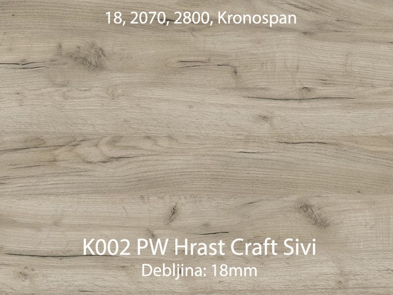 Onlinenamestaj K002 PW Hrast Craft Sivi