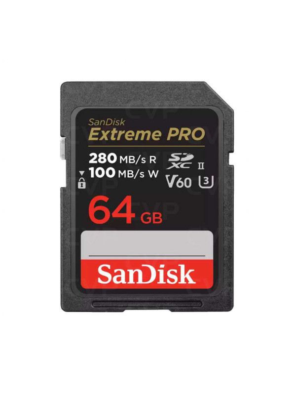 SanDisk SDXC 64GB Extreme PRO UHS-II, V60, 280/100MB/S, C10