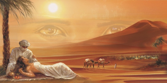 Desert love 3, uramljena slika 50x100cm