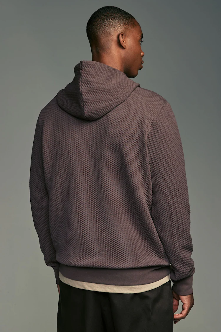 Purple Hooded Textured Overhead Hoodie