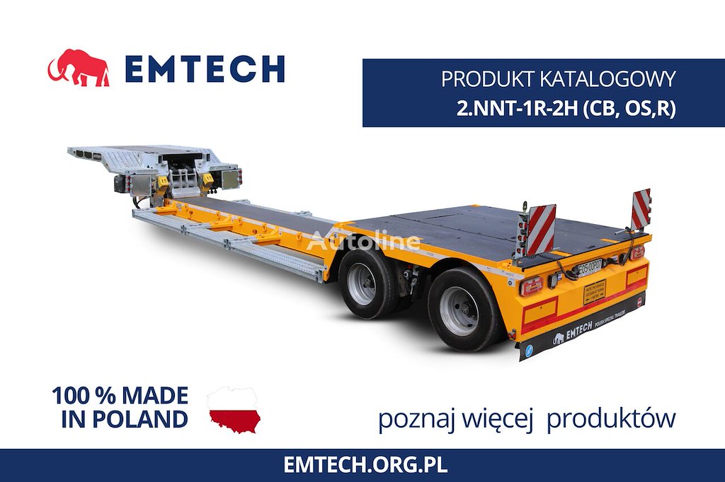 Nova Emtech MODEL: 2.NNT-1R-2H (CB, OS, R), 2 osiowa naczepa Tiefbett poluprikolica sa niskom platformom