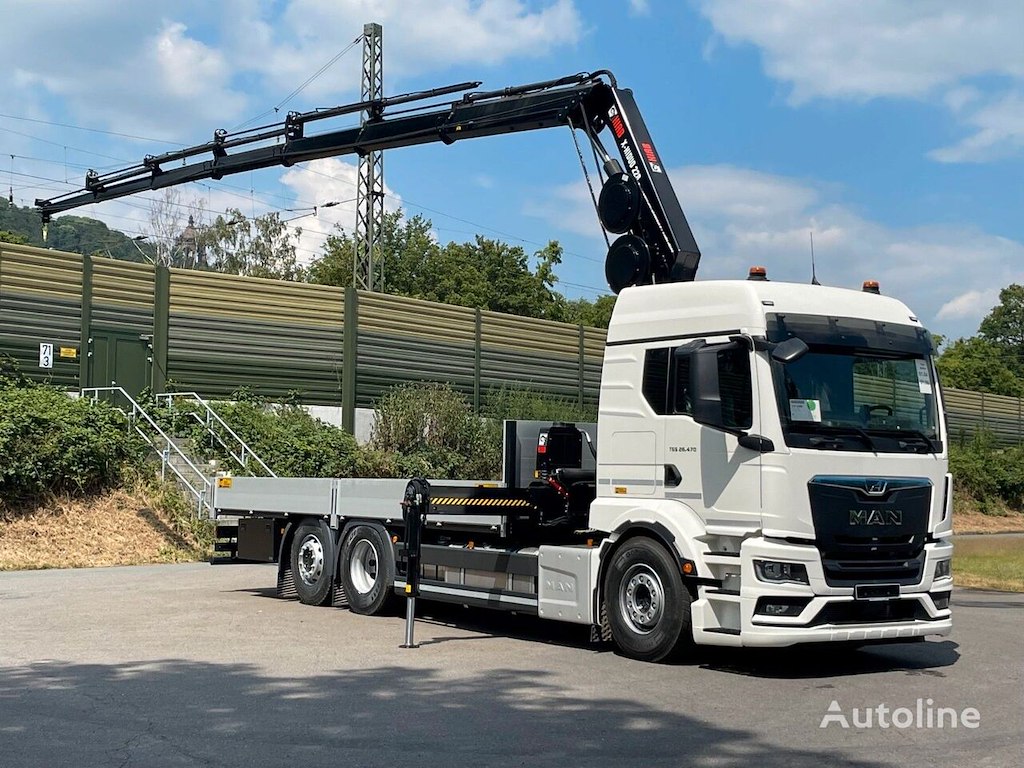 Novi MAN TGS 26.470 / 6X2 Euro6 Retarder HIAB 228 - 6 kamion s ravnom platformom