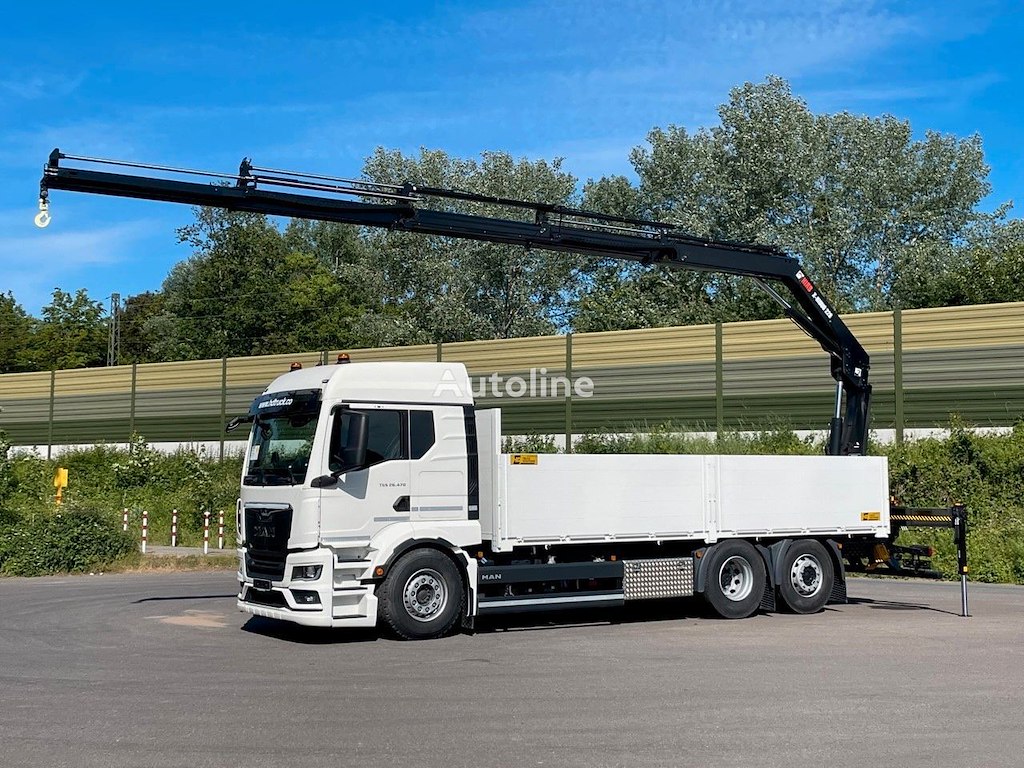 Novi MAN TGS 26.470 6X2 Euro6 Retarder HIAB 228 - 4 kamion s ravnom platformom