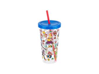 Čaša Paladone Super Mario - Plastic Cup With Straw