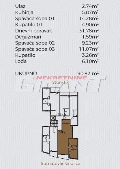 Šumatovačka, Četvorosoban stan na prodaju, 91m2, 264.000€