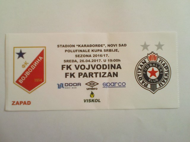 FUDBAL: VOJVODINA - PARTIZAN 26.04.2017 - KUP