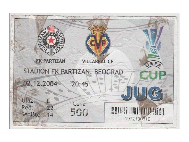 FUDBAL: PARTIZAN - VILLARREAL 02.12.2004