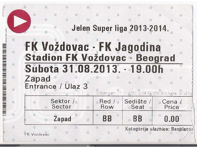 FUDBAL: VOZDOVAC - JAGODINA 31.08.2013