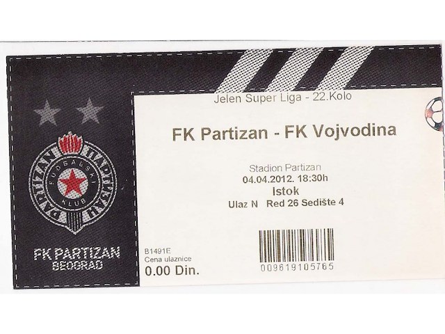 FUDBAL: PARTIZAN - VOJVODINA 04.04.2012