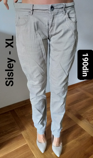 Sisley ženske teksas farmerke sive XL/42