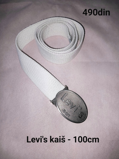 Levis 501 kaiš beli sa sivom kopčom - 100cm