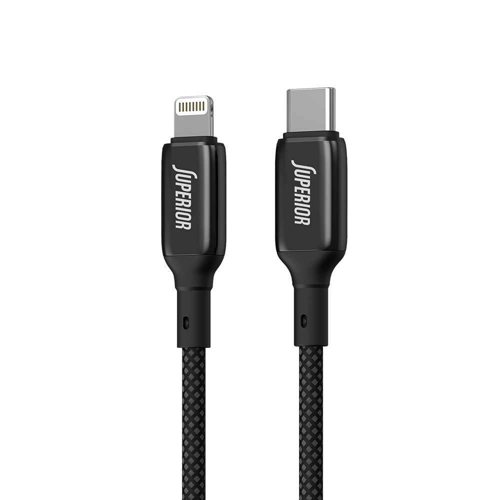 USB data kabl Superior SU-K105 Cink 27W 3A Type C na Lightning 1m crni (MS)