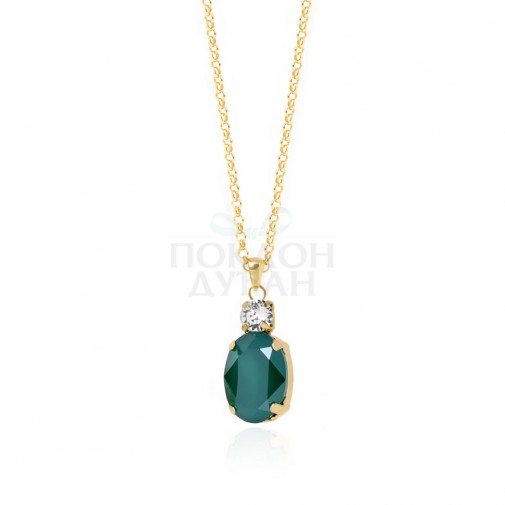 Ženska Victoria Cruz Miah Gold Royal Green Ogrlica Sa Swarovski Zelenim Kristalom