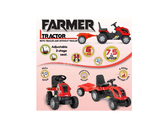 Traktor na akumulator sa prikolicom 6V crveni Farmer 309680