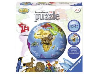 Ravensburger 3D puzzle - Globus sa životinjama - 72 dela