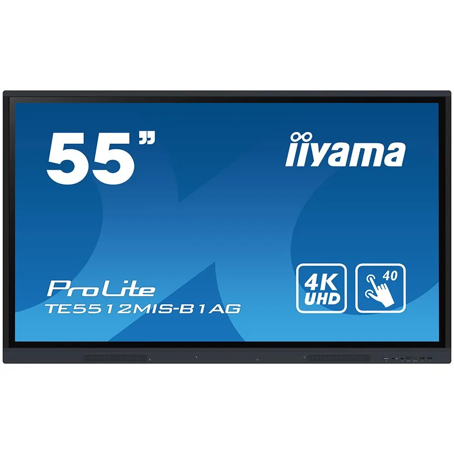 55" iiWare10 , Android 11, 40-Points PureTouch IR with zero bonding, 3840x2160, UHD IPS panel, Metal Housing, Fan-less, Speakers 2x 16W front, VGA, HDMI 3x HDMI-out, USB-C with 65W PD (front), Aud...