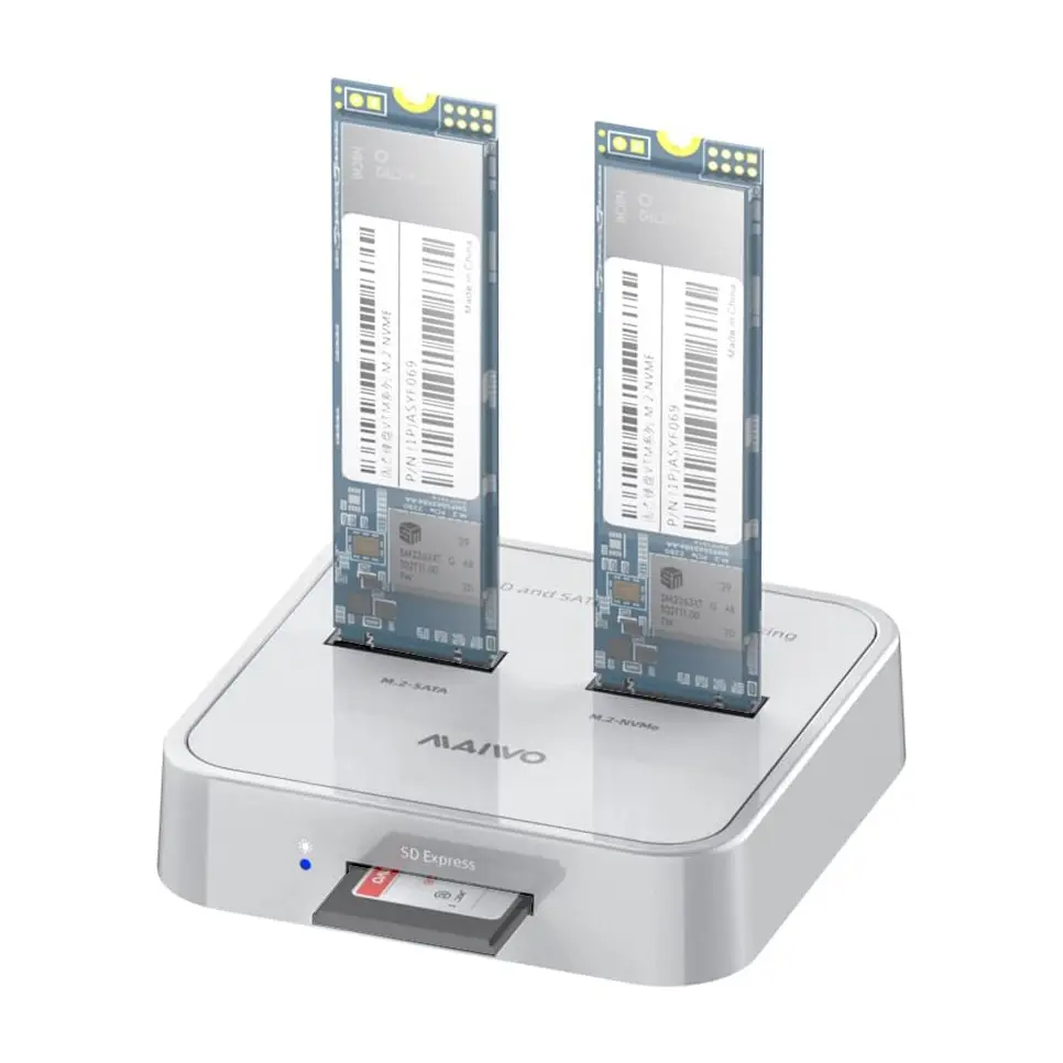 Docking station MAIWO K3016SD, Type C 3.2 na 2 x M.2 (SATA i PCIe NvMe), SD Card, beli