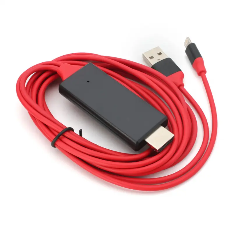 Kabl HDMI USB, Lightning, 2m, Crveni