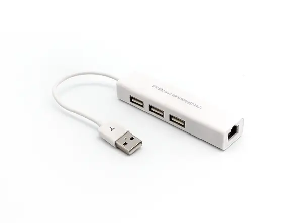 JWD-U25 Adapter USB 2.0 na RJ45 + USB Hub 3 porta 2u1, Beli