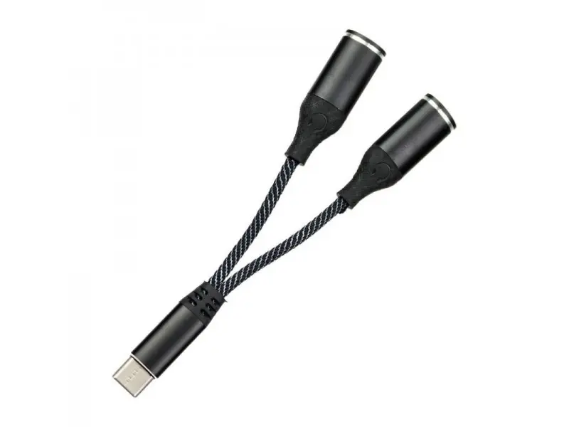 SX-08 Adapter za slušalice, Type C, 2 x 3.5mm, Crni