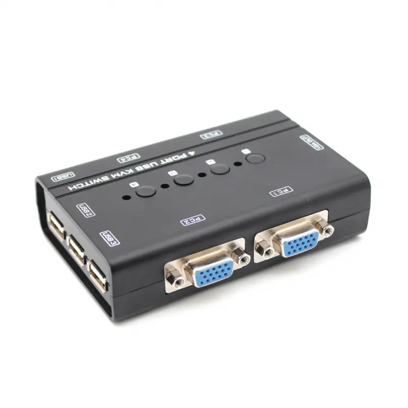 JWD-SP27 KVM Switch 4 PC-a na isti monitor, miš, tastaturu, Crni